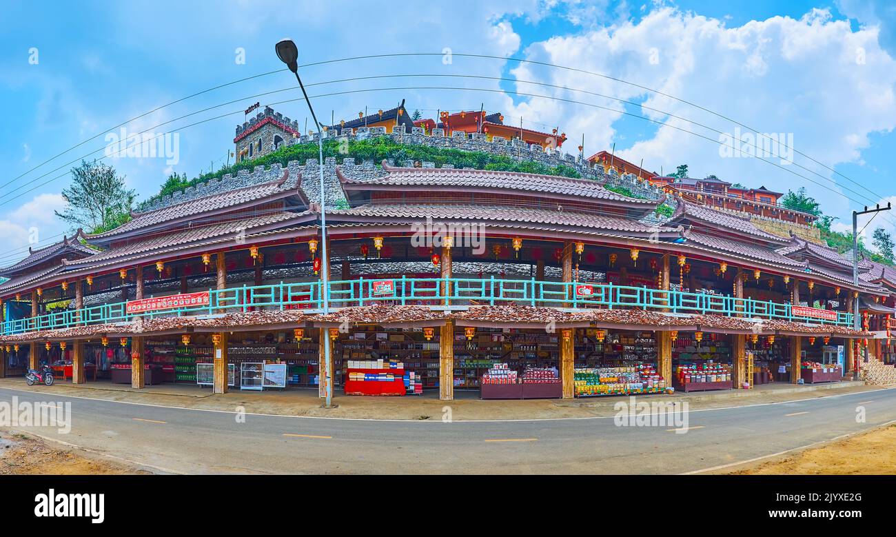 BAN RAK THAI, THAILAND - MAY 6, 2019: Panorama of traditional tea ...