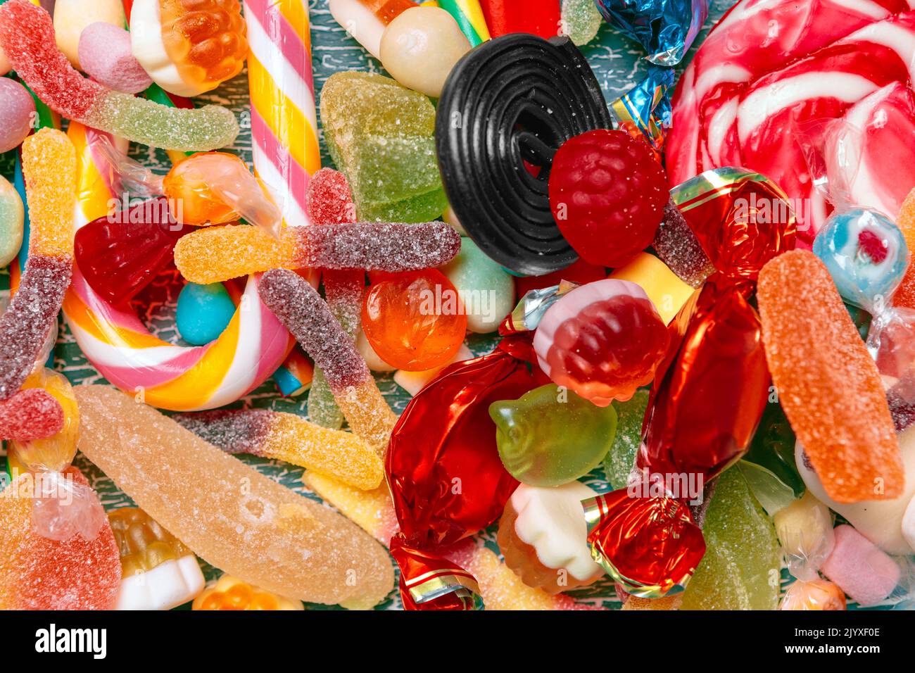 Different colorful fruit candy Stock Photo - Alamy