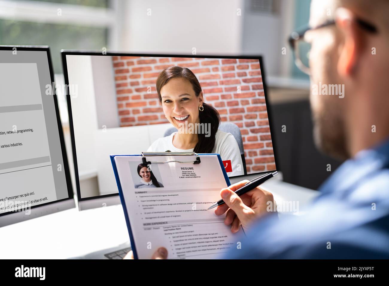 Virtual Job Interview Webcast Using Online Video Conference Stock Photo ...