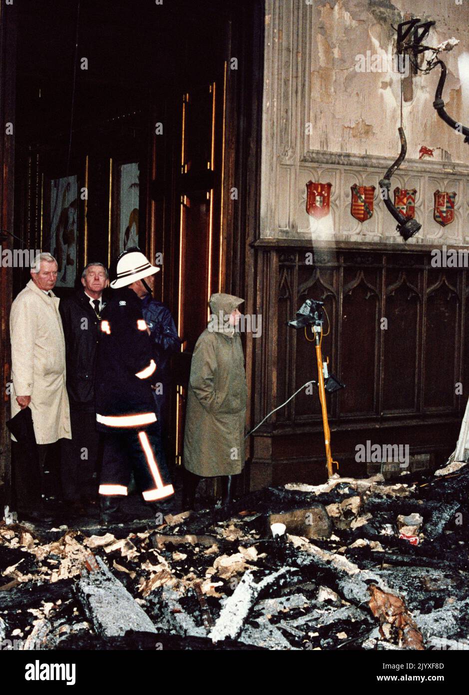 File photo dated 21/11/1992 of Queen Elizabeth II inspecting the ruins ...