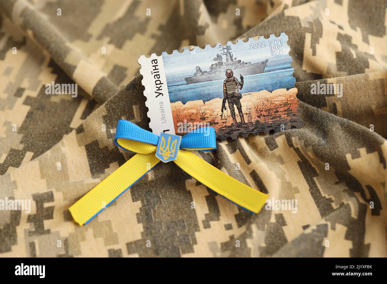 TERNOPIL, UKRAINE - SEPTEMBER 2, 2022 Famous Ukrainian postmark with ...