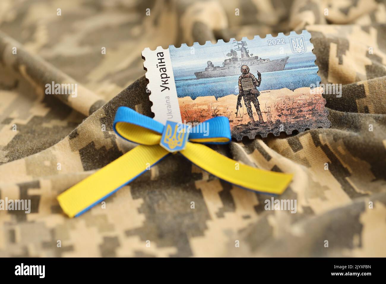 TERNOPIL, UKRAINE - SEPTEMBER 2, 2022 Famous Ukrainian postmark with ...