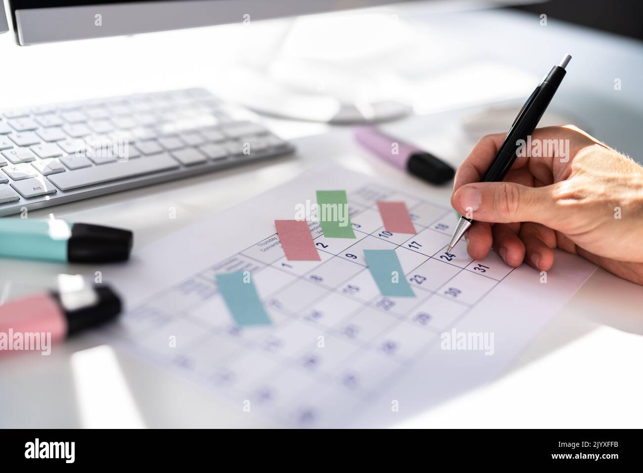 Event Schedule Calendar Planner. Checking Marketing Plan Stock Photo ...