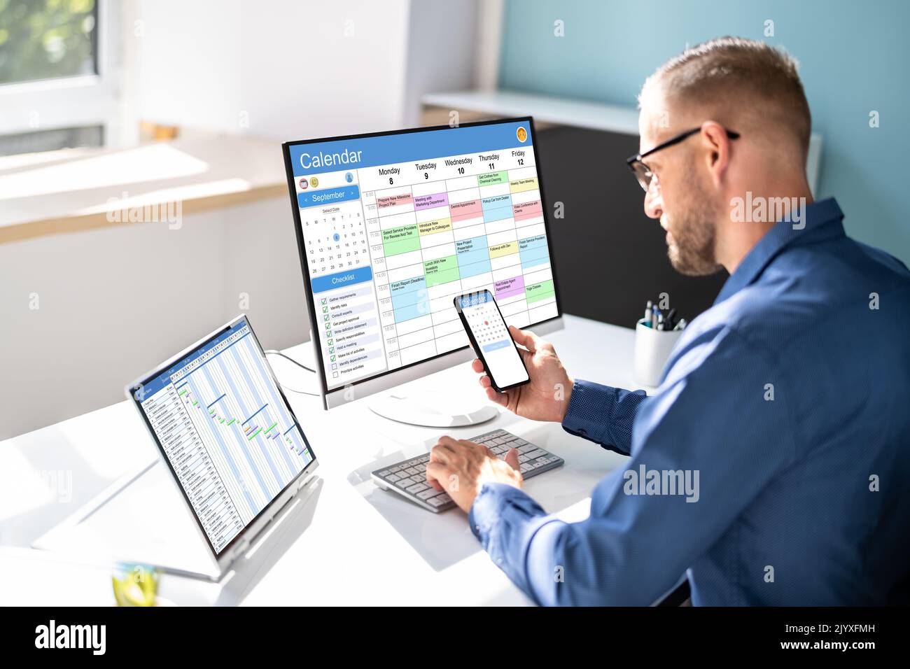Gantt Employee Time Sheet Chart And Business Schedule Stock Photo - Alamy