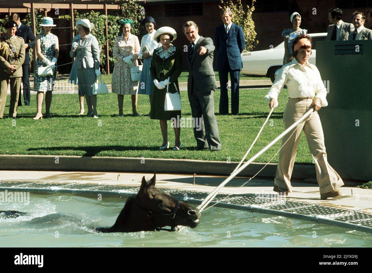 File photo dated 21/3/1977 of Queen Elizabeth II with stud director ...
