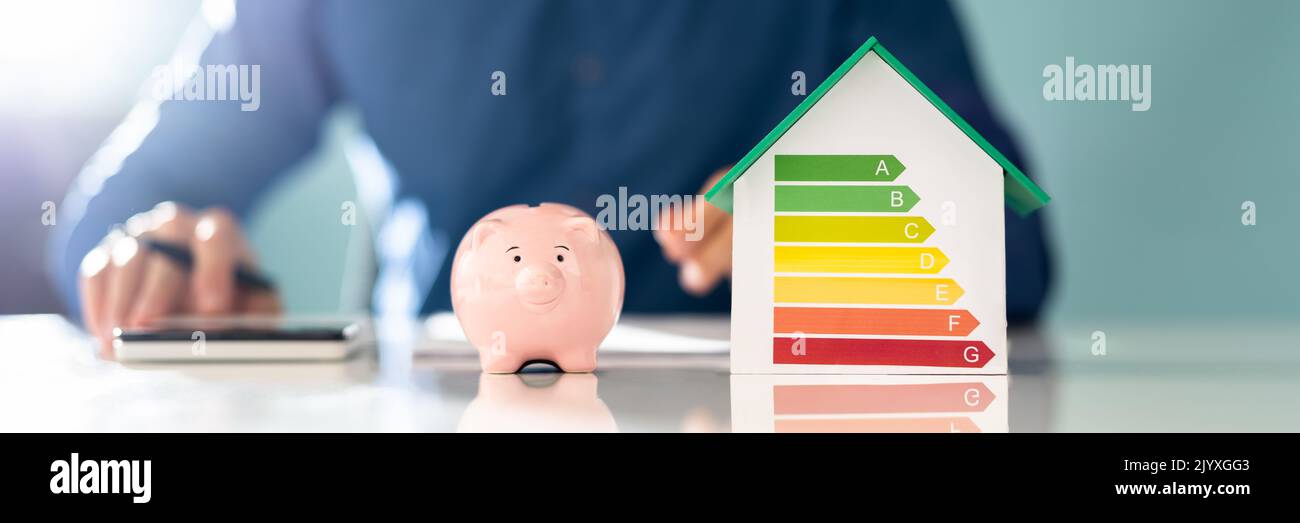 Energy Efficient House House Audit And Rate Label Stock Photo - Alamy