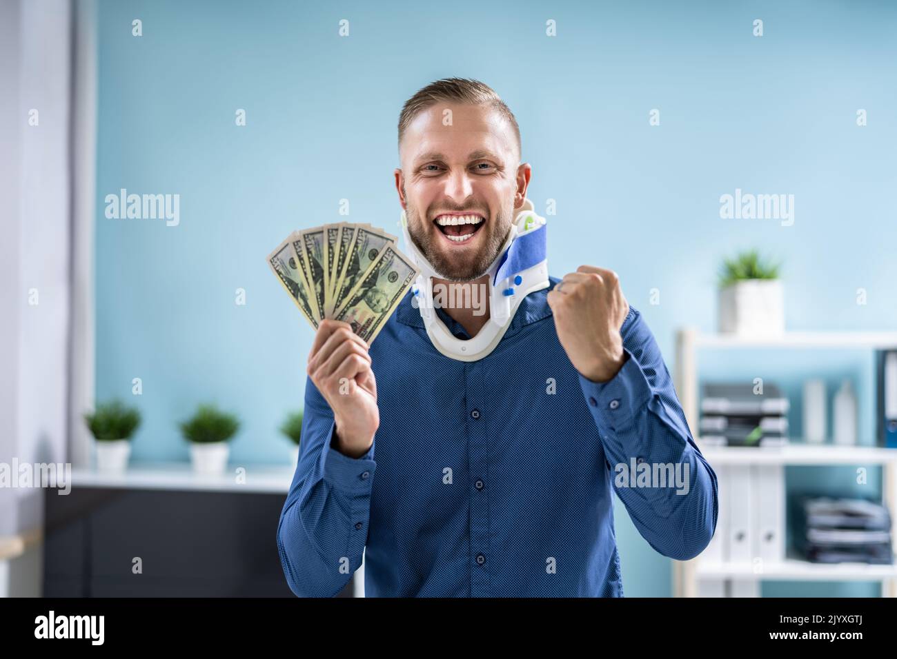 Neck Support Money Success. Positive Cheerful Approval Expression Stock ...