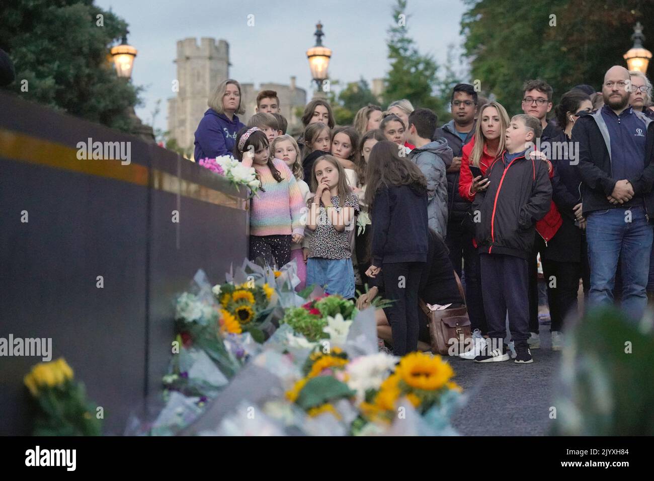 Mourners gather laying flowers outside Windsor Castle in Berkshire ... Mourners gather laying flowers outside Windsor Castle in Berkshire ...