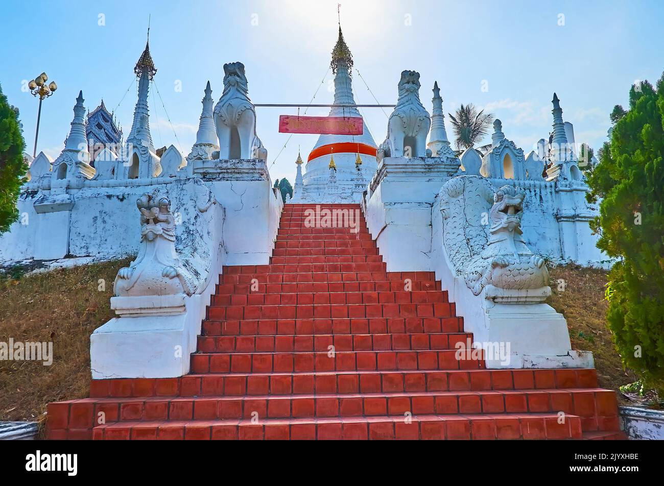 The white old statues of Mom aquatic mythic creatures and Chinthe ...