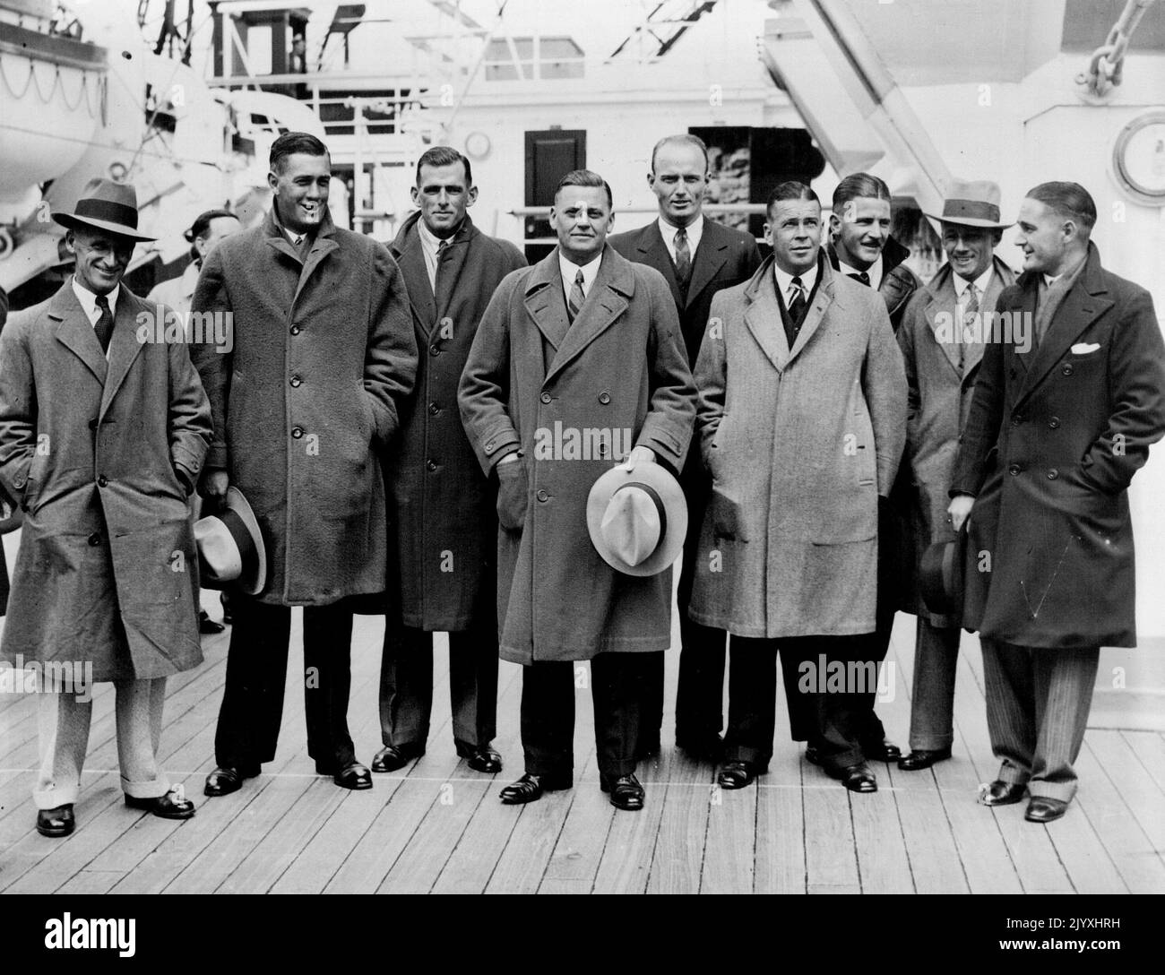 Woodfull And His Men Arrive -- Members of the team photographed on ...