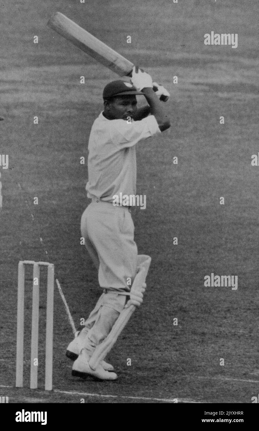 Everton Weekes in action. January 30, 1951. (Photo by Sport & General ...