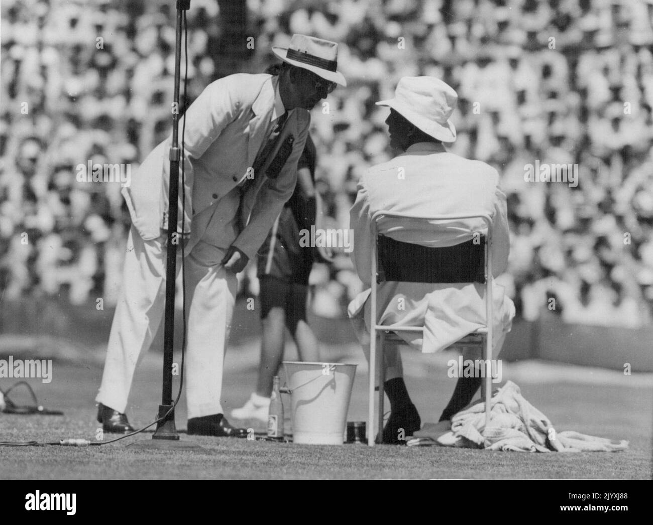 Tennis Incident - Referee Cliff Sproule speaking to American manager ...