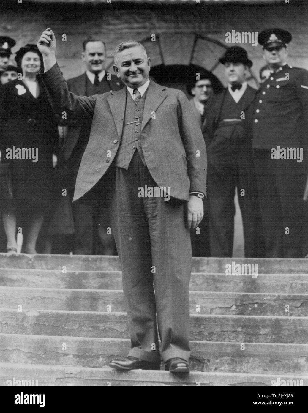 Mr Spooner an steps of Parliament House after his victory. August 7 ...