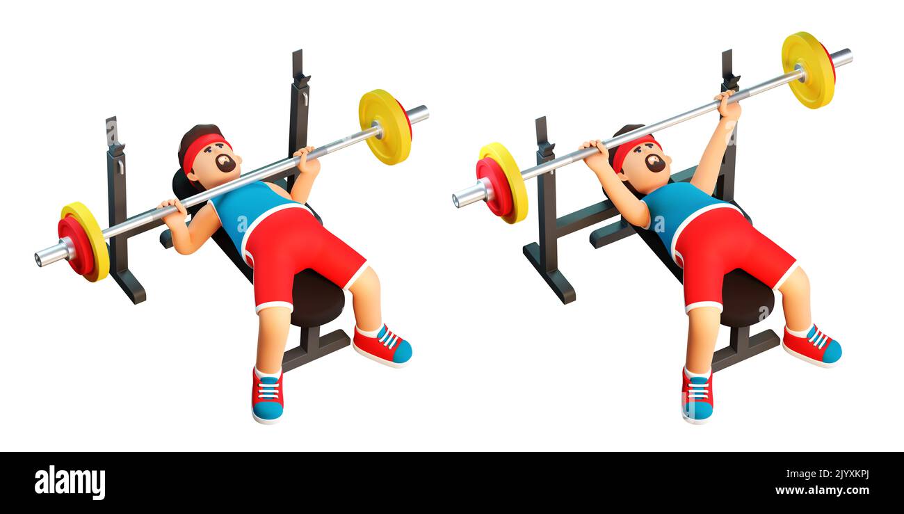 Bench press weightlifting man Cut Out Stock Images & Pictures - Alamy