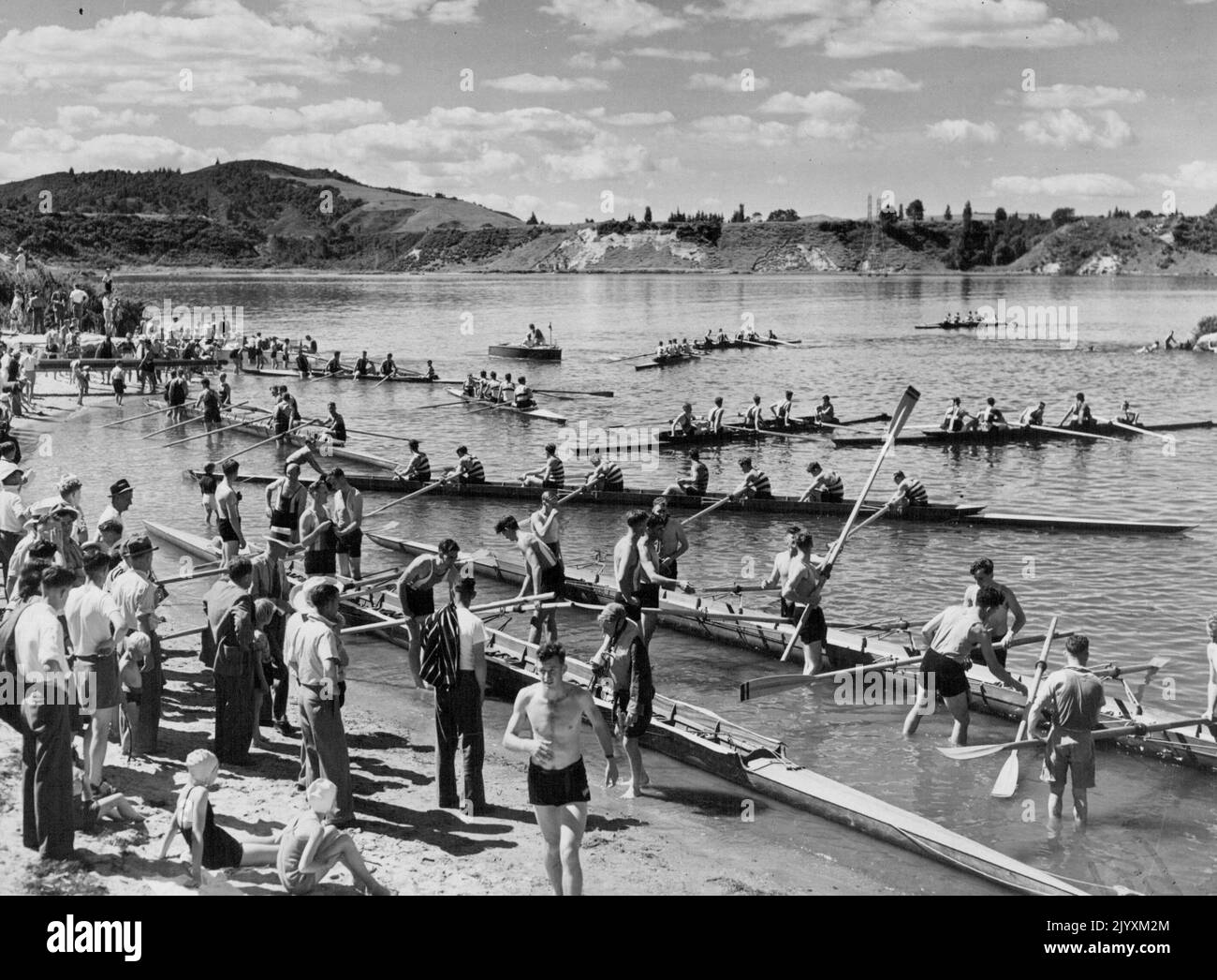 Lake Karapiro, 100 miles from Auckland, chosen for the rowing events ...