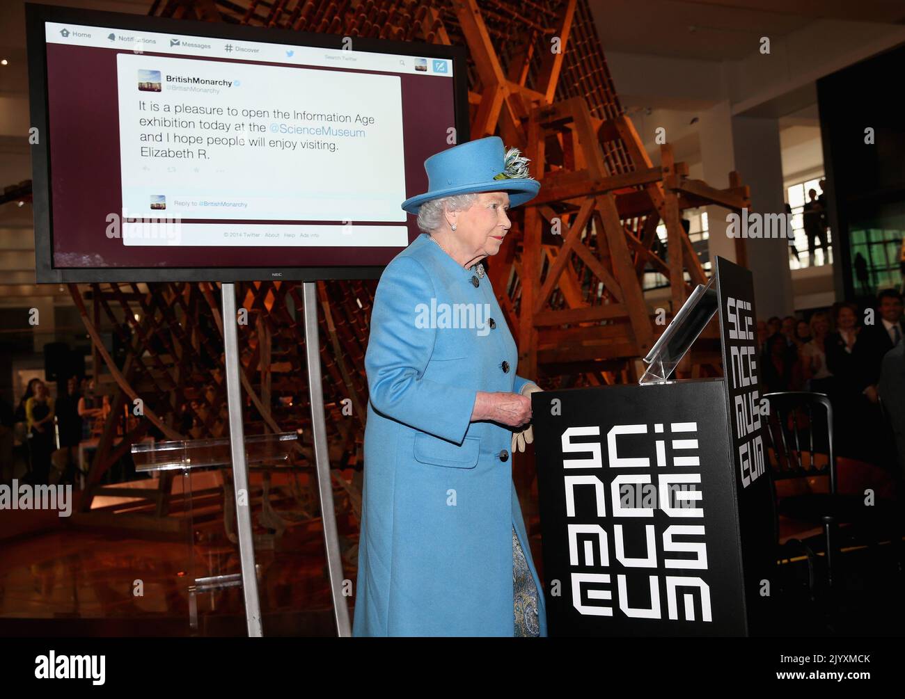 File photo dated 24/10/2014 of Queen Elizabeth II sending the first ...