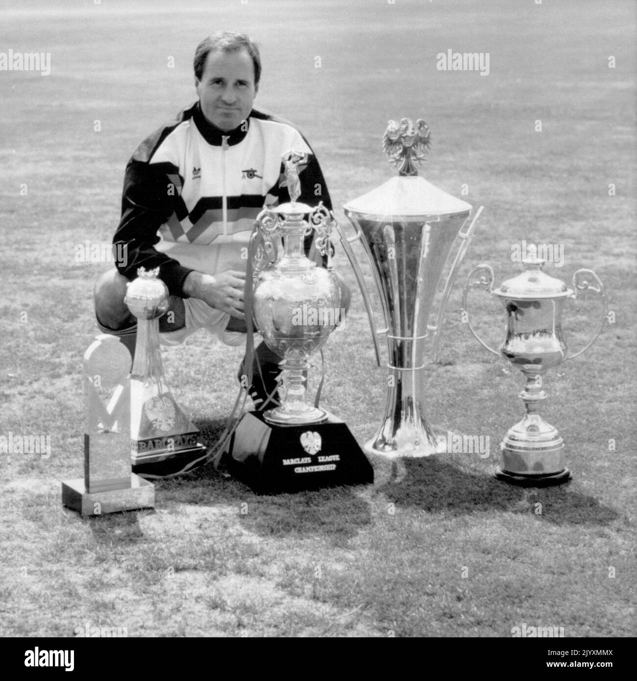 George Graham manager, Arsenal FC. With Trophies and Cups. August 01 ...