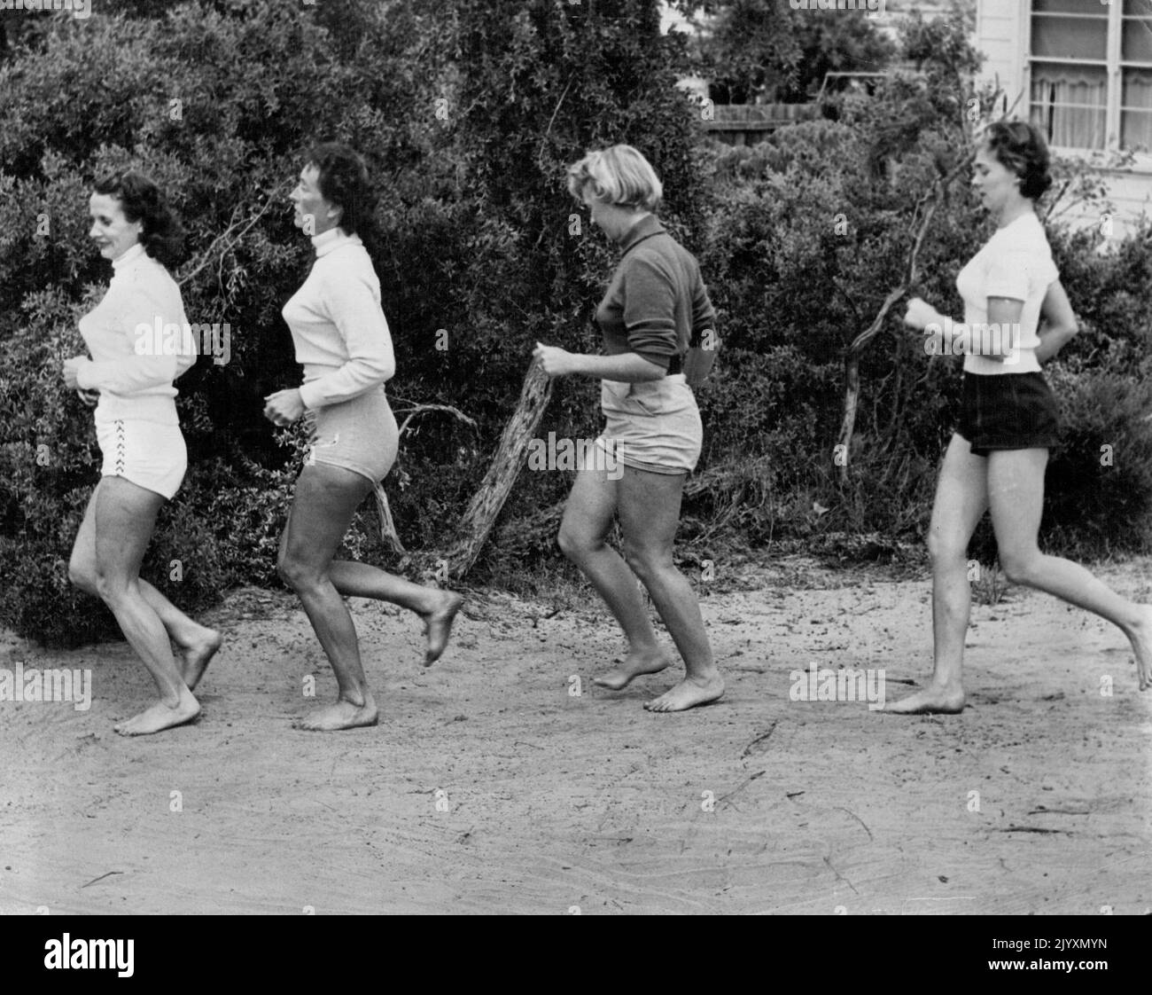C'mon Girls, says Mrs. Lewis, leading her girls out for a brisk trot ...