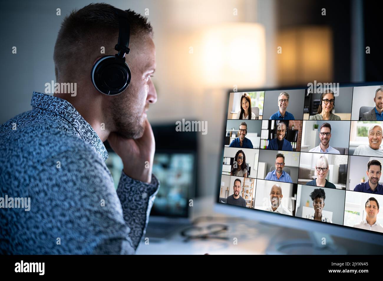 Digital Online Video Conference Webinar On Computer Stock Photo - Alamy