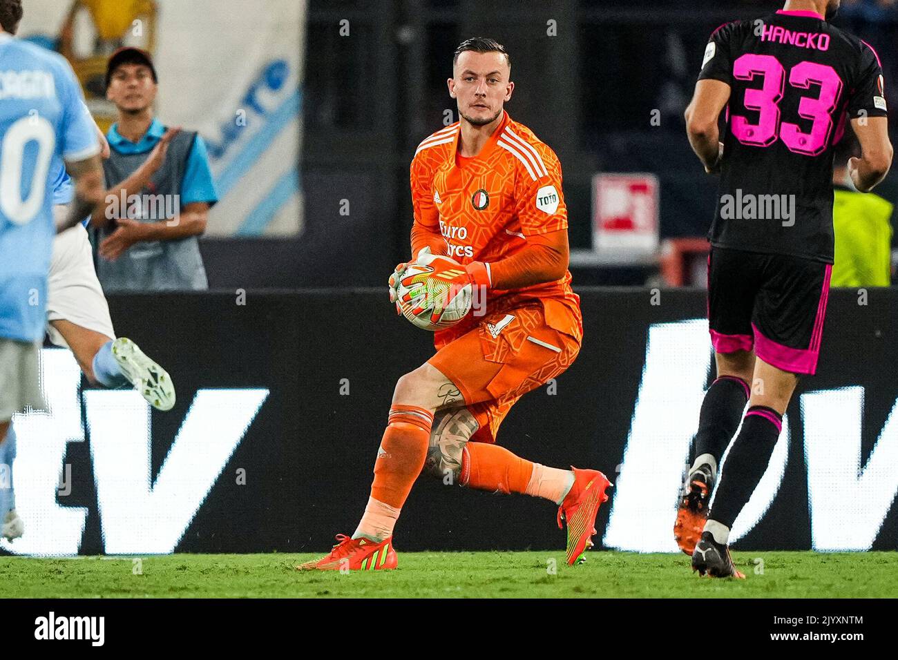 Rome, Italy. 8 September 2022, Rome - Feyenoord keeper Justin Bijlow ...