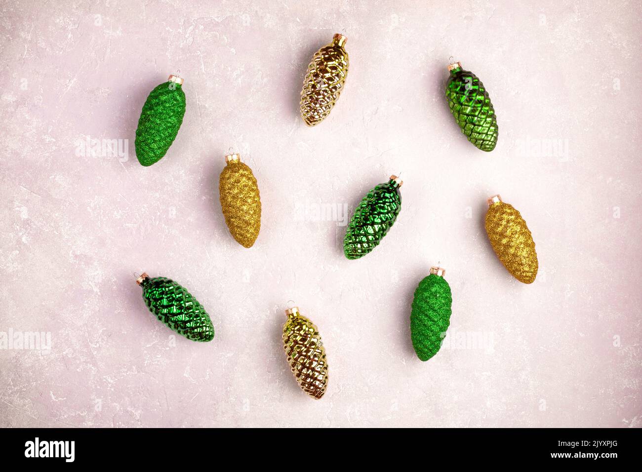 retro pine cone form Christmas decoration, top view Stock Photo - Alamy