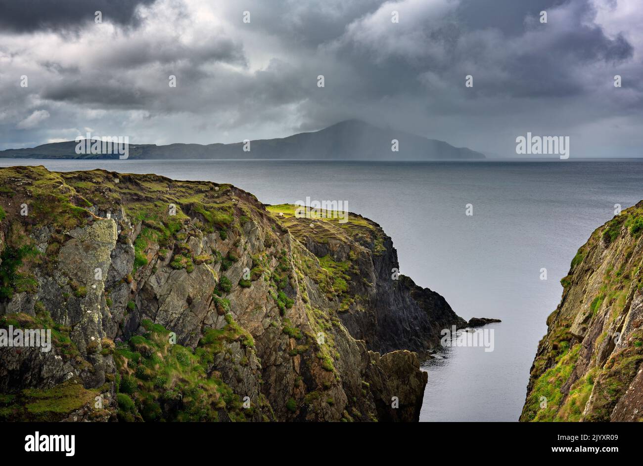 Cliffs on the west coast of Achill Island. It is a popular route along ...