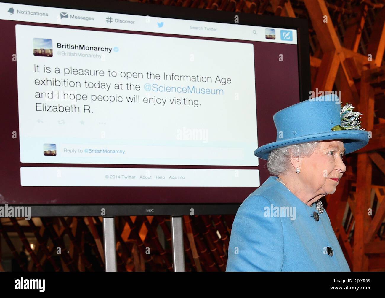File photo dated 24/10/2014 of Queen Elizabeth II sending the first ...