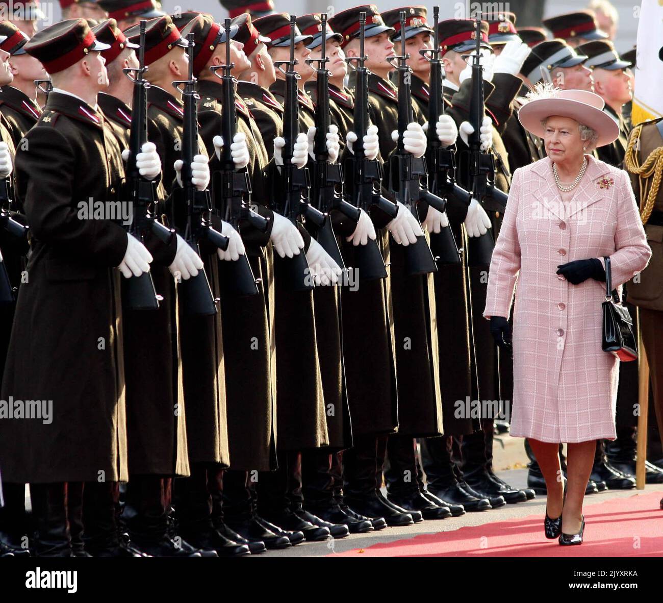 File photo dated 18/10/2005 of Queen Elizabeth II inspecting a guard of ...