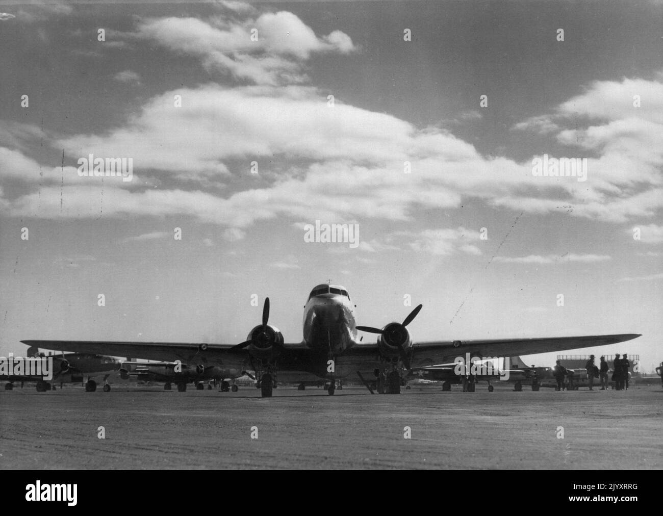 D.C.3 aircraft at Mascot prior to departure on first flight of Sydney ...