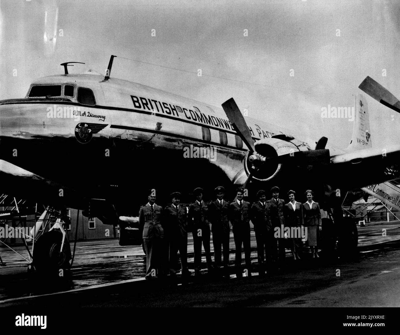 Crew plane of last B.C.P.A. flight to-day Mascot. May 14, 1954 Stock Photo - Alamy