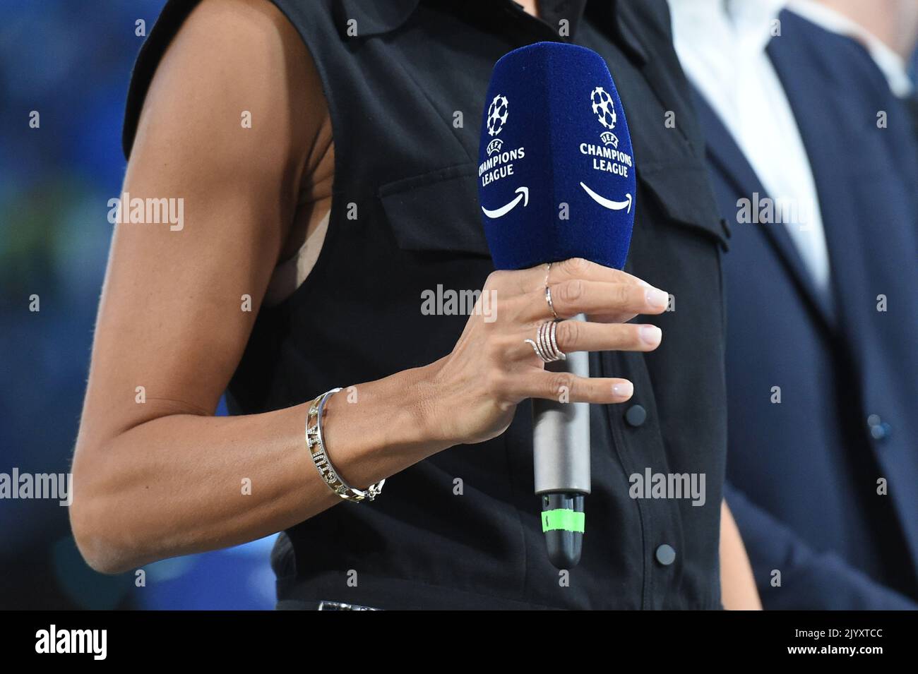 Naples, Italy. 7 Sep, 2022. A UEFA Champions League TV microphone ...