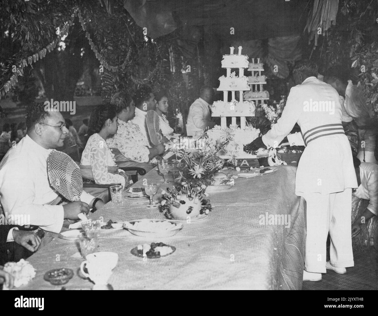 Tongan Royal Wedding from left are the Crown Prince his bride Halaevalu ...