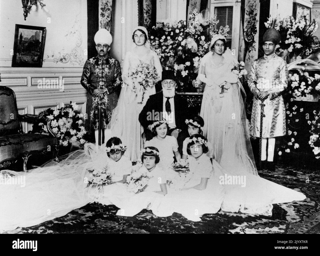 This Photo Just received in London by air shows the royal wedding party ...