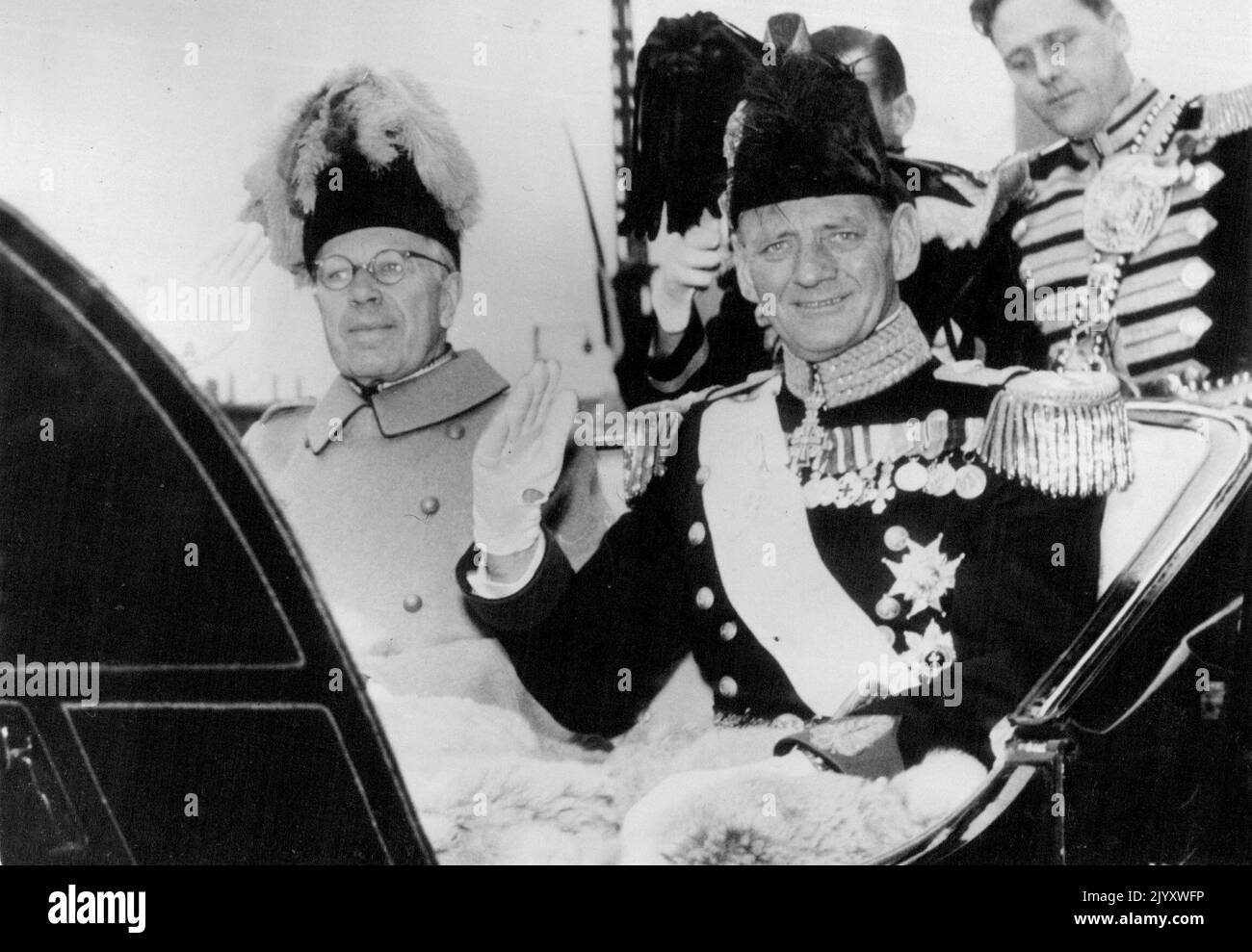 King's Guest Is King King Gustaf Adolf of Sweden (left) Driving to The ...