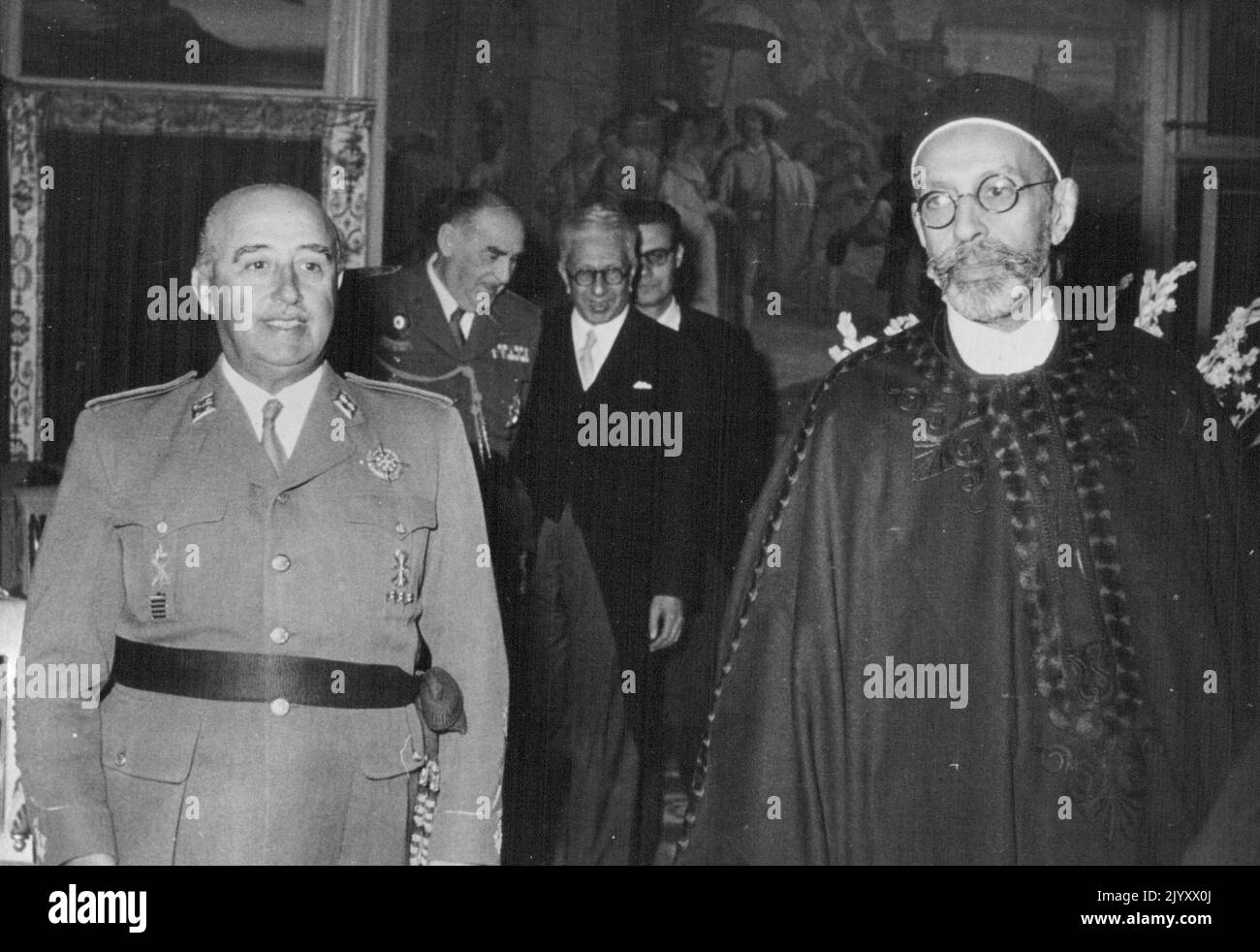 Libya King Meets General Franco -- The King of Libya with General ...