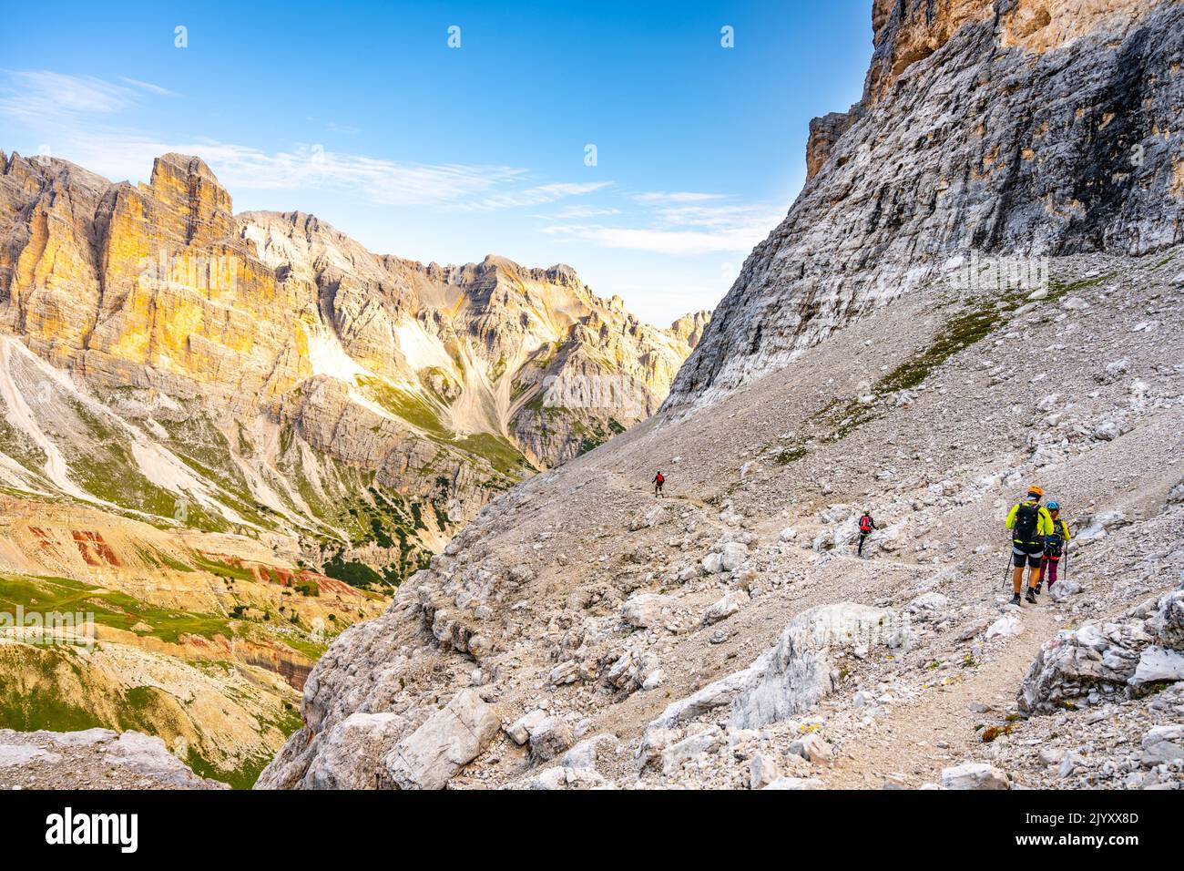 Tourist path in vertical wall of high mountain Stock Photo - Alamy
