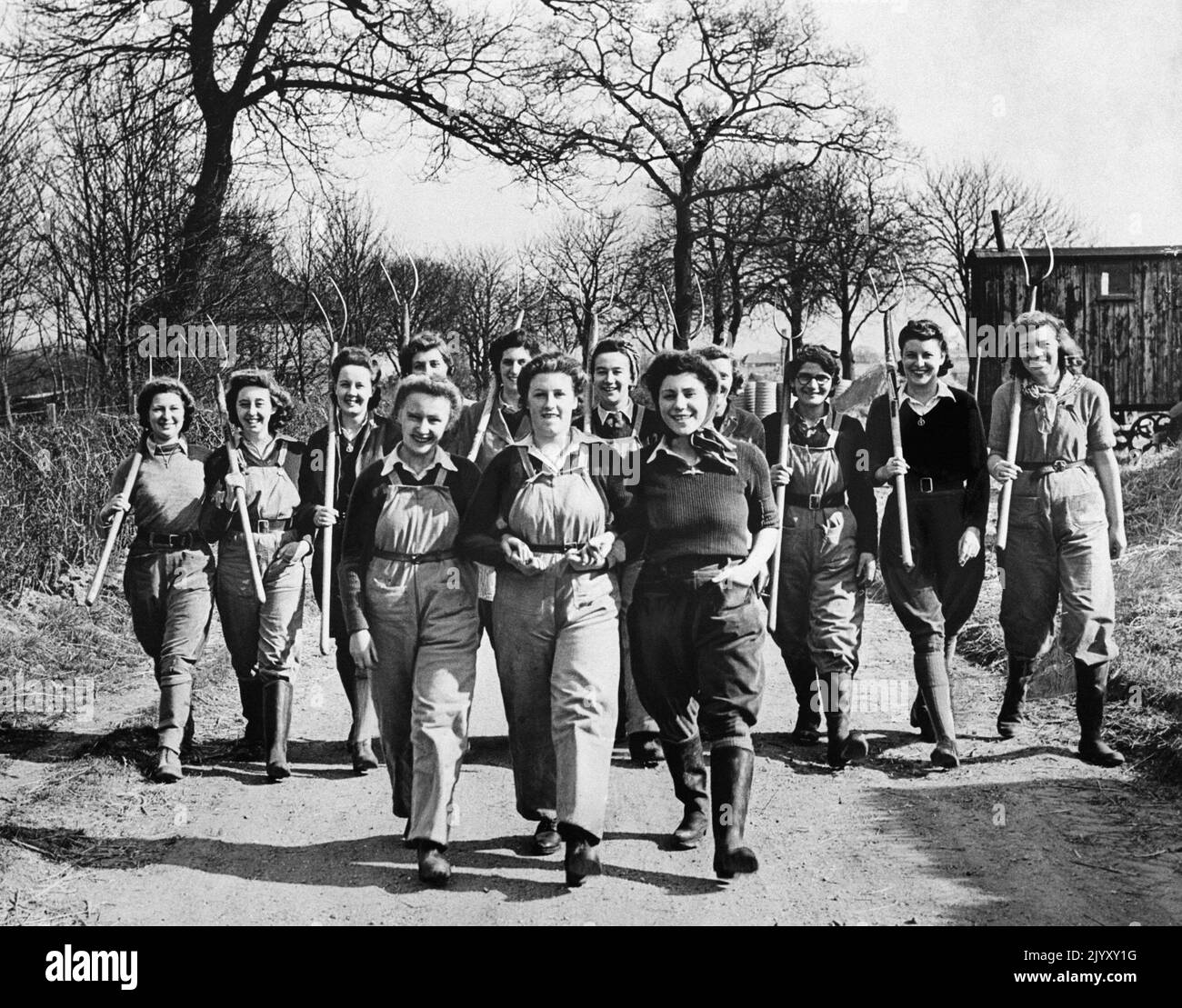 1943: File photo dated December 1943 of members of the Women's Land ...