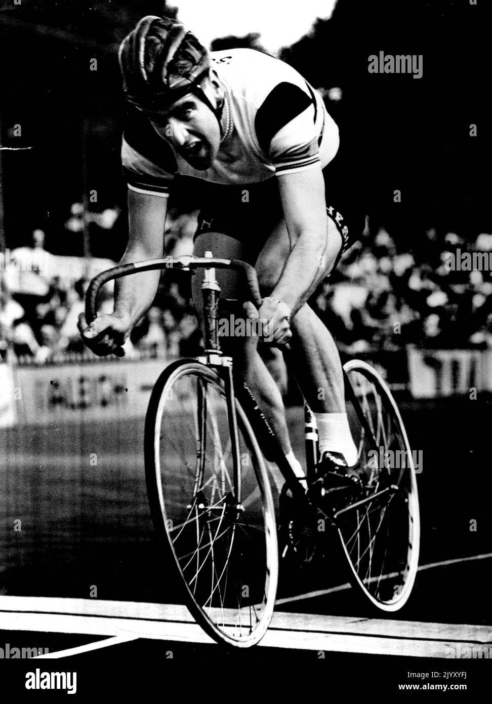 This man means business. He is Sid Patterson, Australian cyclist, in ...