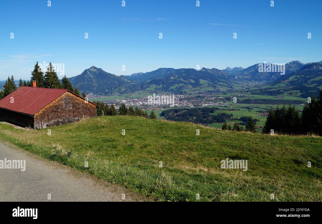 the scenic Bavarian Alps surrounding the town of Sonthofen in the ...