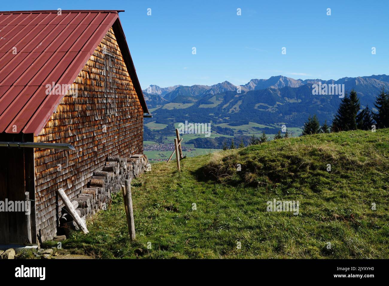 the scenic Bavarian Alps surrounding the town of Sonthofen in the ...