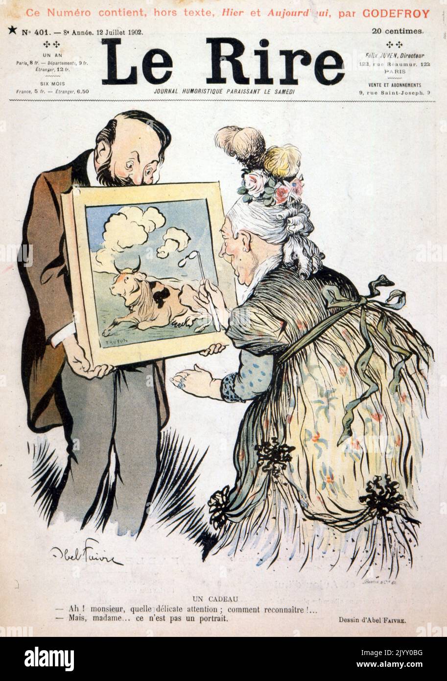 Caricature Illustration depicting a woman painting a picture. 'Le Rire ...