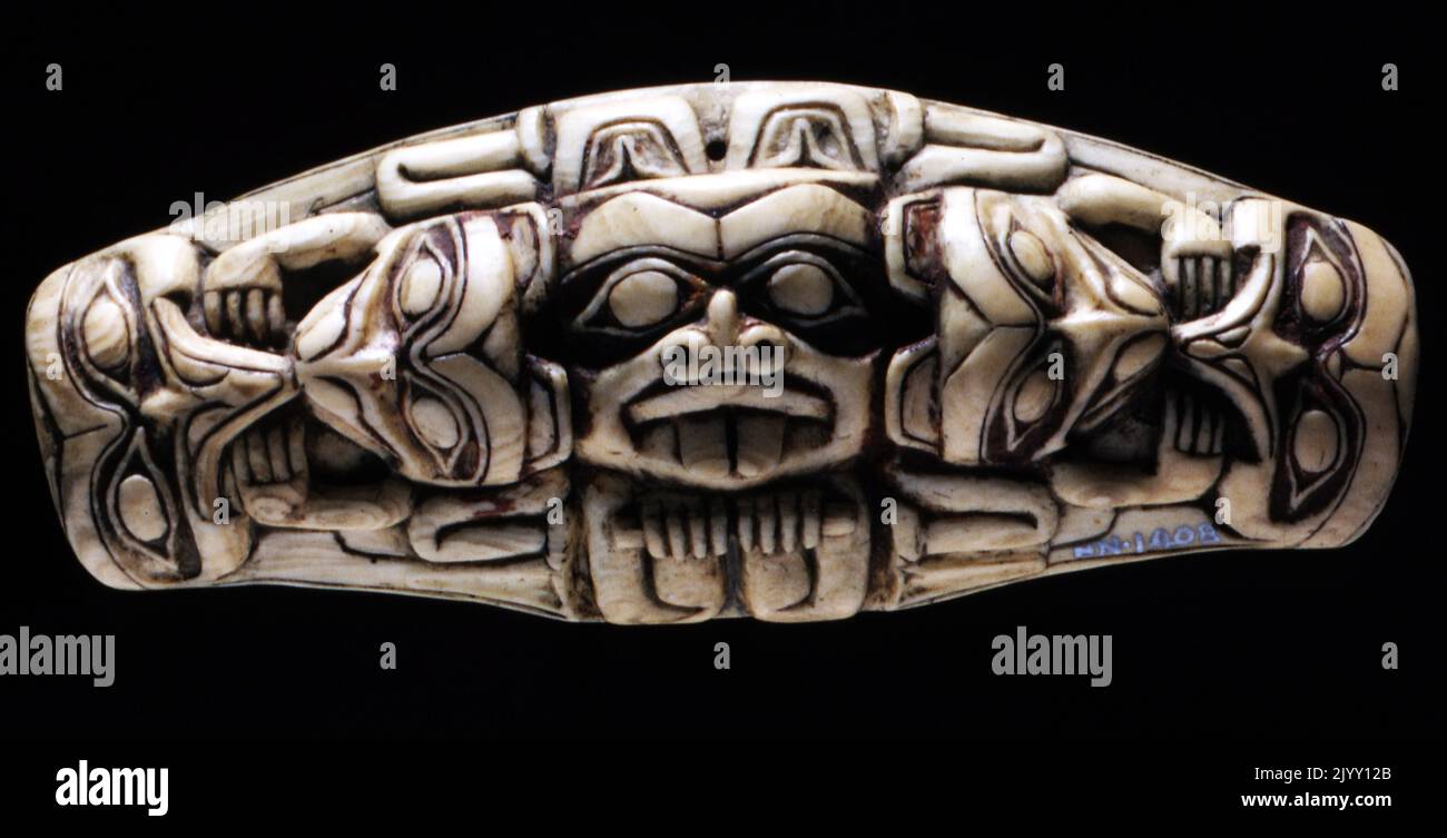 Native Indian ivory carved Shaman amulet. decorated, Eskimo, (Inuit ...