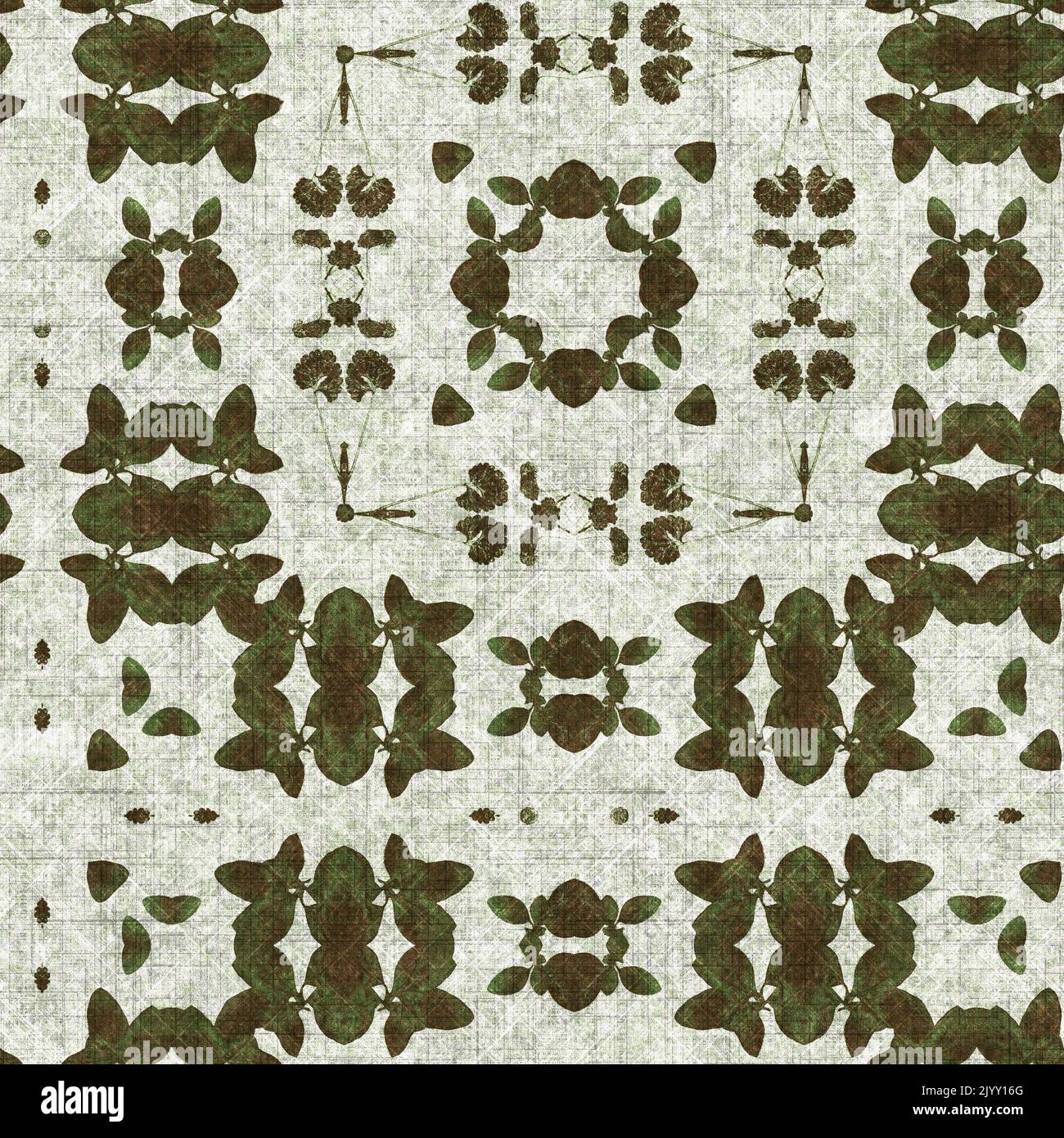 Foliage green kaleidoscope seamless texture pattern. Trendy optic fresh ...