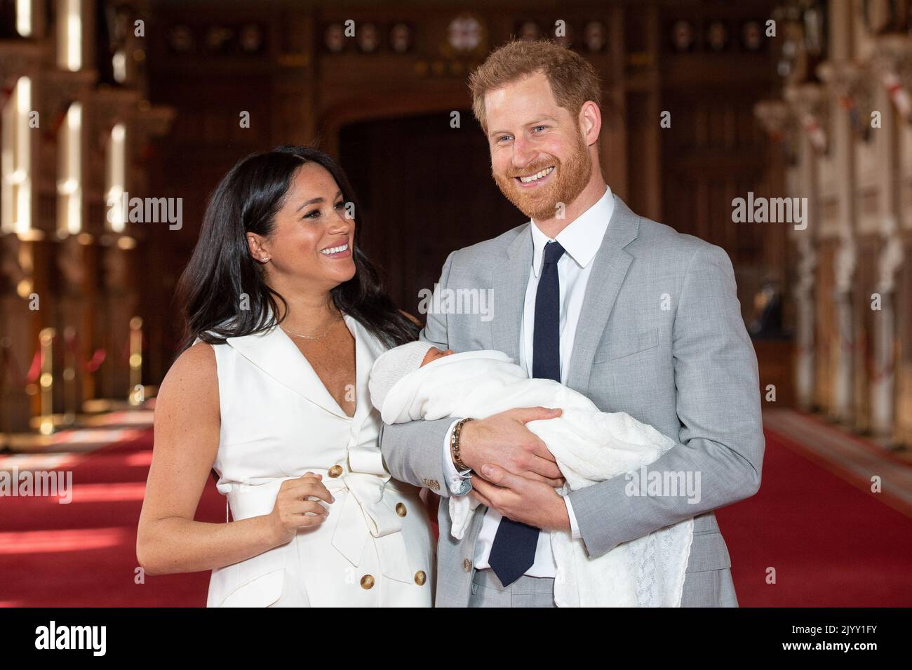 File photo dated 8/5/2019 of the Duke and Duchess of Sussex with their ...