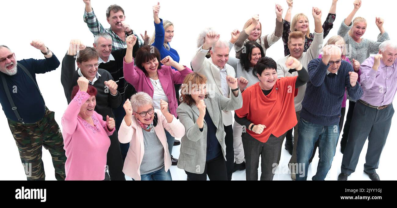 group of diverse people of retirement age standing together Stock Photo ...