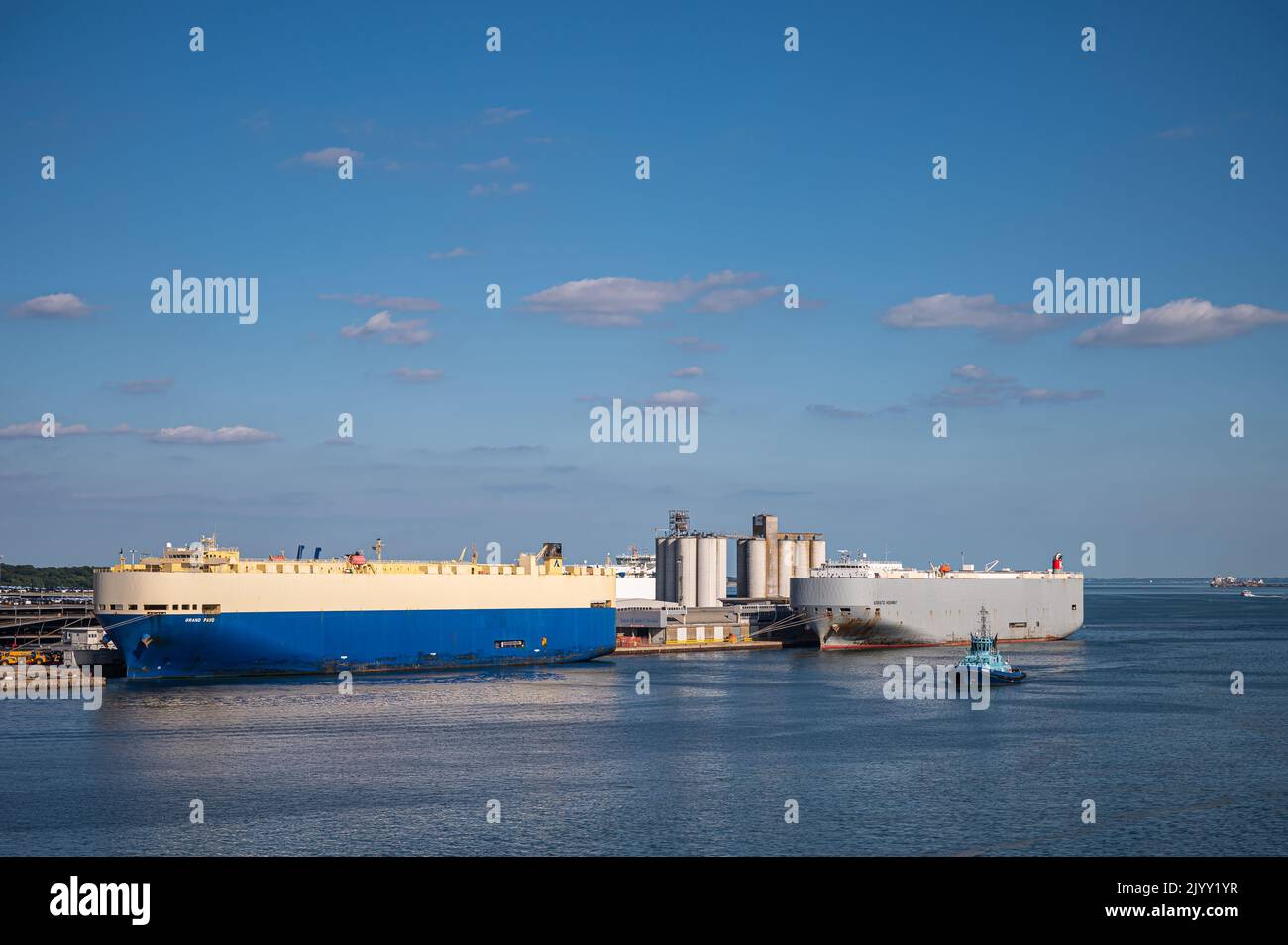 Southampton, England, UK - July 7, 2022: Harbor scenery. Blue-white ...