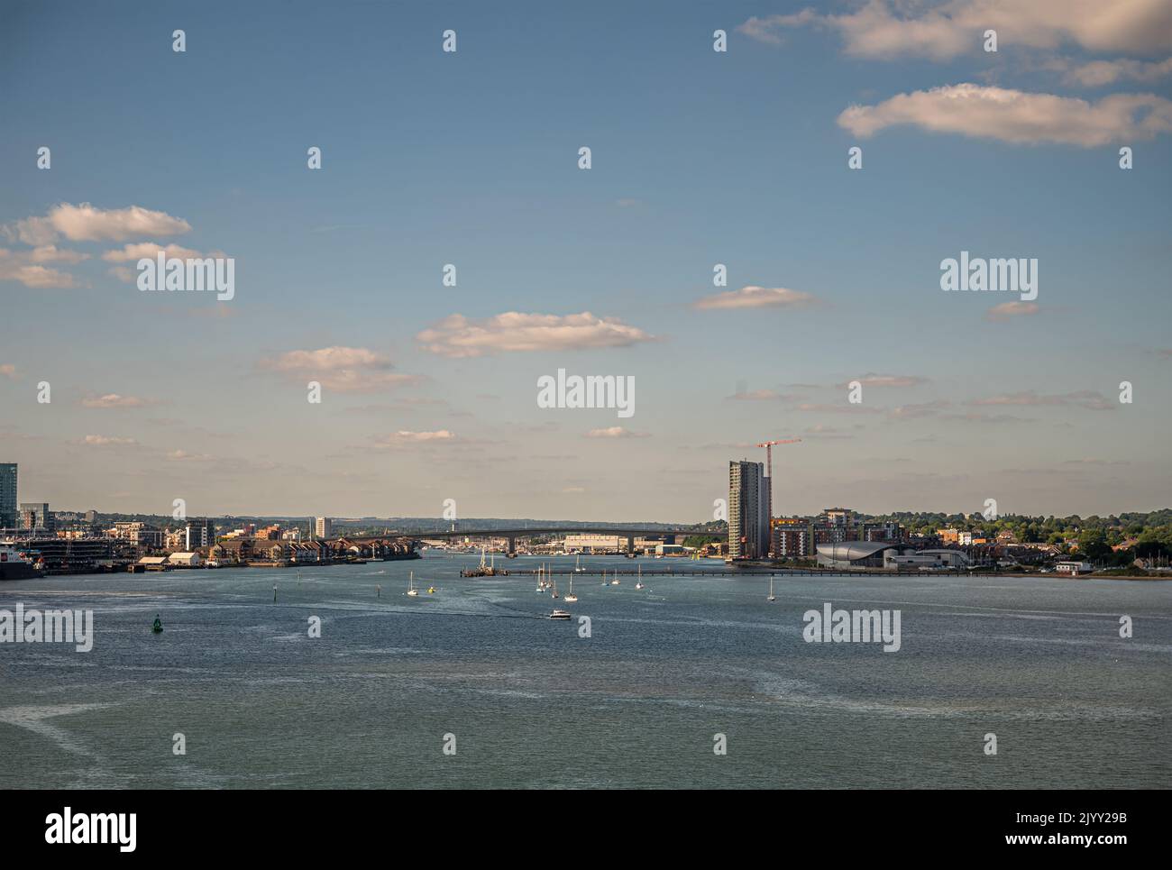Southampton, England, UK - July 7, 2022: Harbor scenery. Cityscape over ...