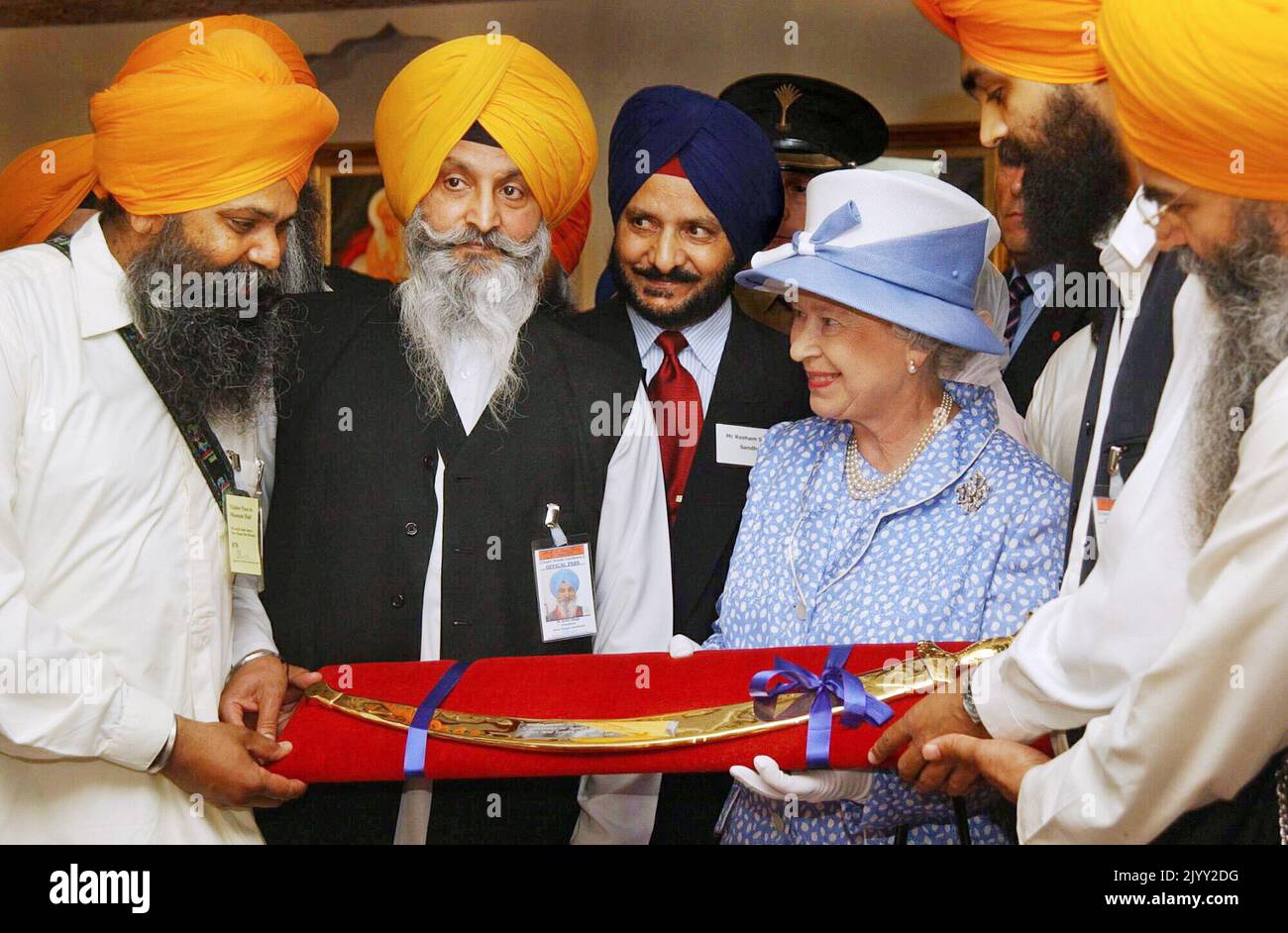 File photo dated 1/8/2002 of Queen Elizabeth II receiving a ceremonial ...