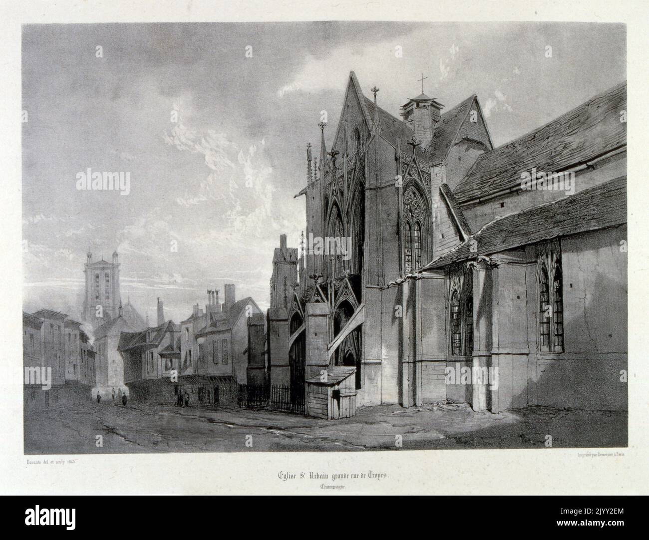 Drawing of the Basilique Saint-Urbain de Troyes (Basilica of Saint ...