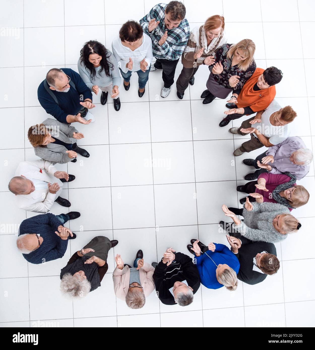 group of diverse senior people applauding standing in a circle Stock ...